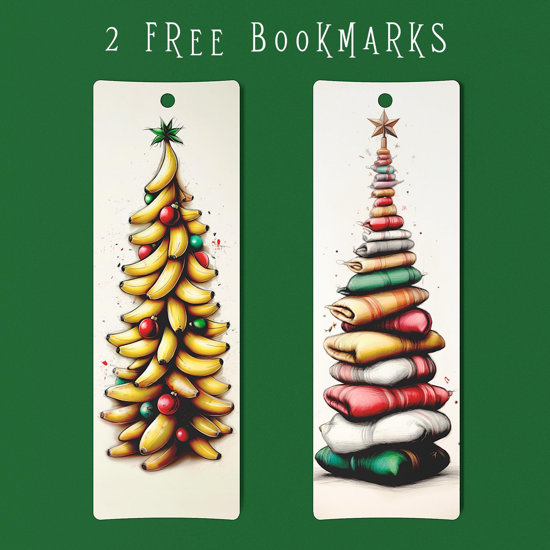 Whimsical Christmas Tree Bookmarks: Set of 10 Printable Designs (JPG ...