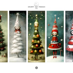 Christmas Tree Girls Bookmarks: Whimsical Holiday Art (digital Download ...