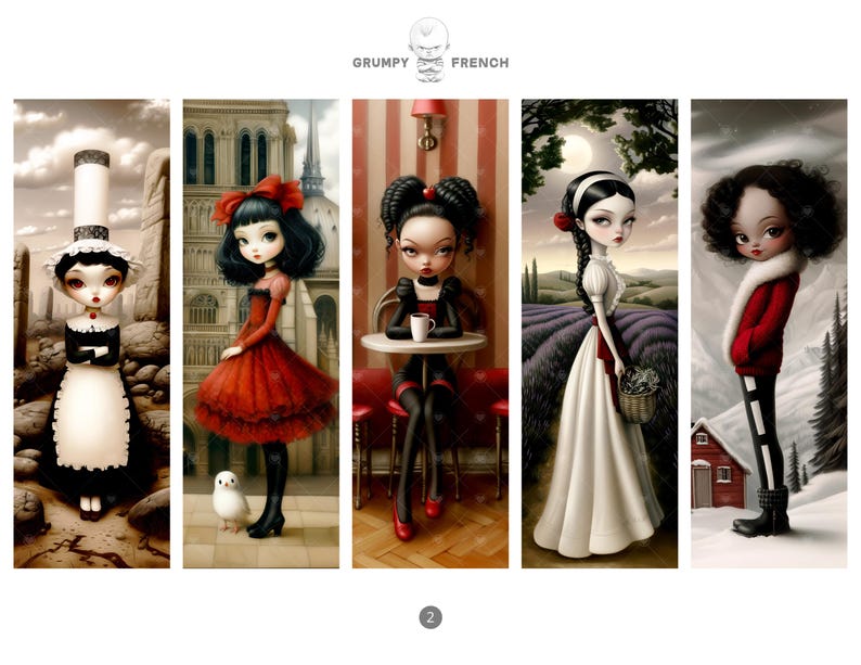 French Girls Bookmarks Set of 10 | France Art, Printable Digital ...