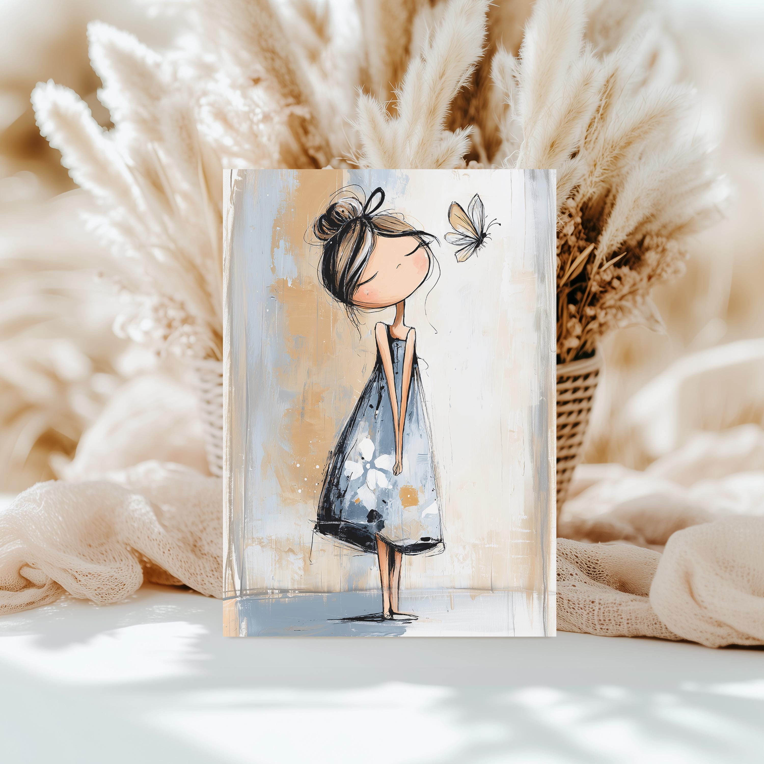 Butterfly Girls Art Print: Whimsical Illustration for Nursery (digital ...