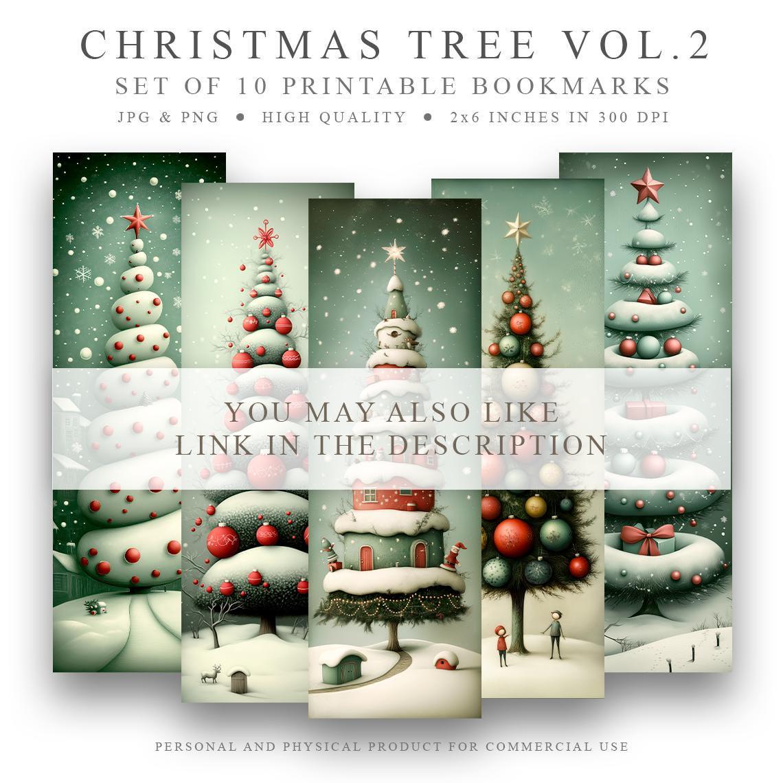 Whimsical Christmas Tree Bookmarks: Set of 10 Printable Designs (JPG ...