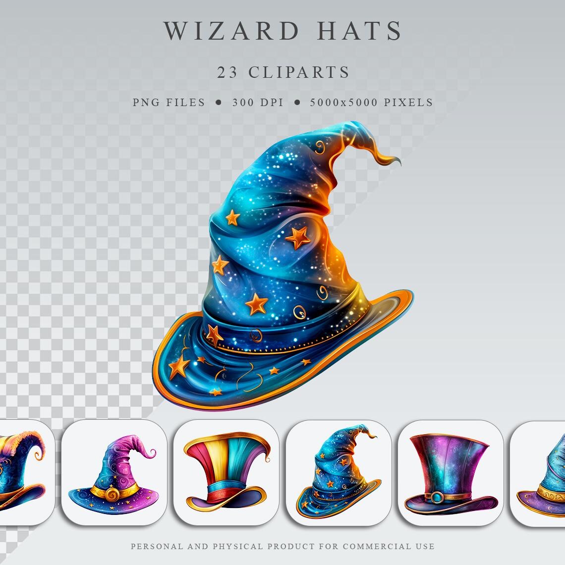 Wizard Hats Clipart Bundle: Halloween Witch Hat PNG (digital Download ...