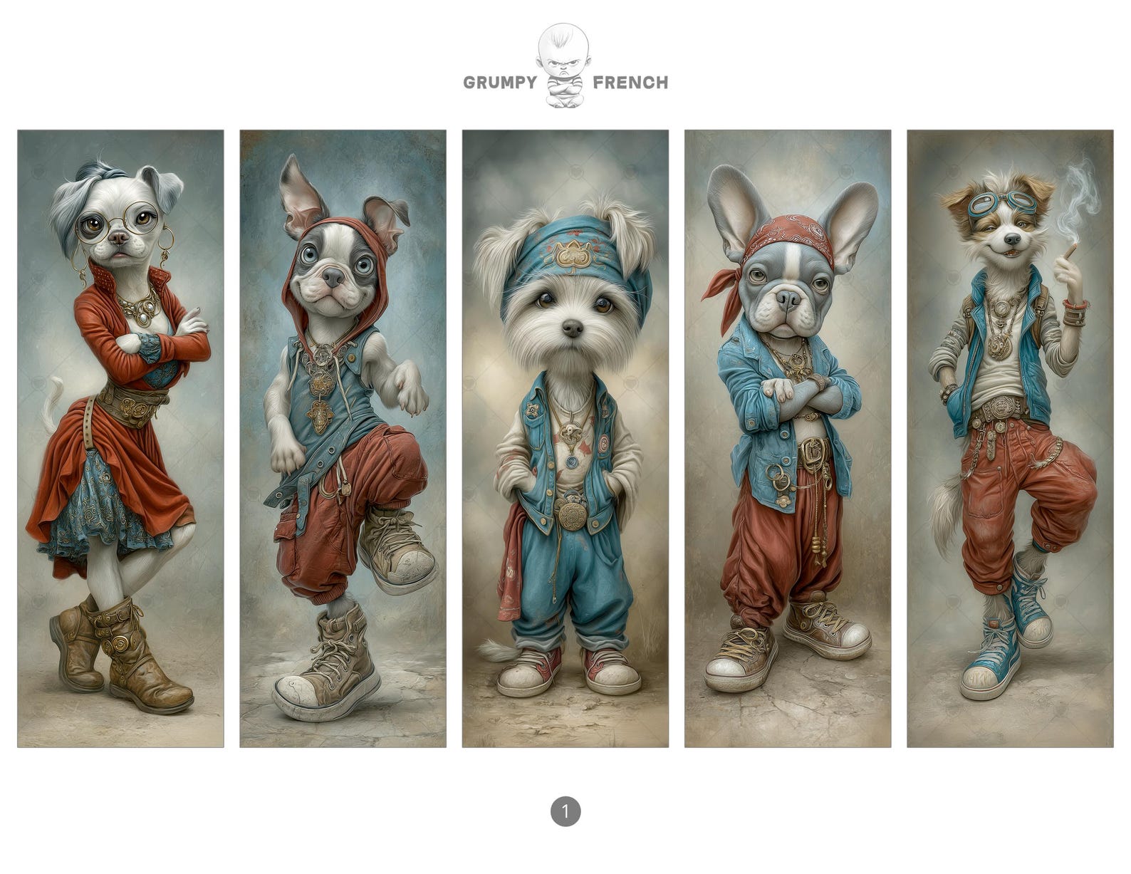 Woof Gang Bookmarks, Printable Dog Designs Set, Digital Download, Cute ...