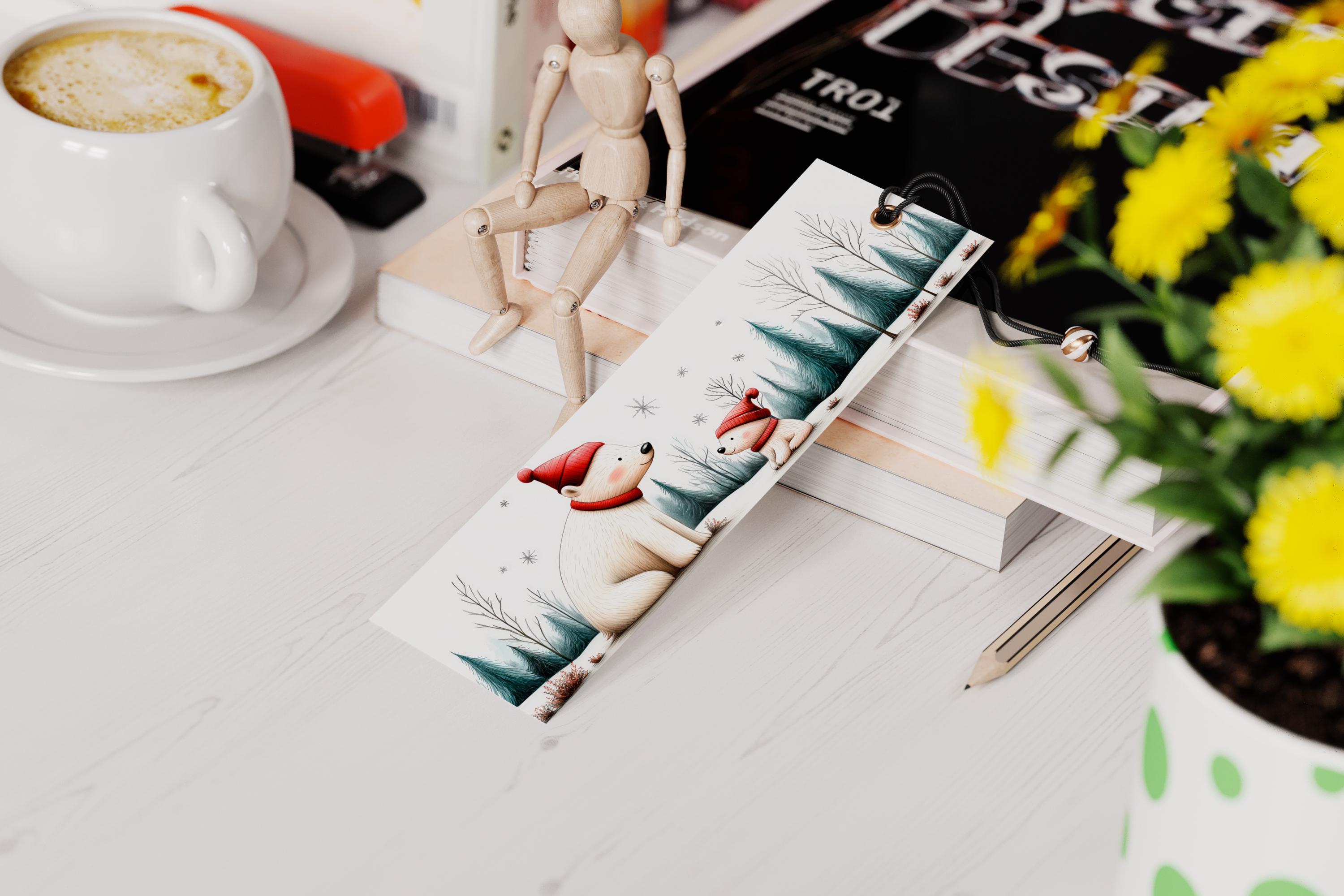 10 Polar Bear Horizontal Bookmarks Set, Digital Download, Christmas ...