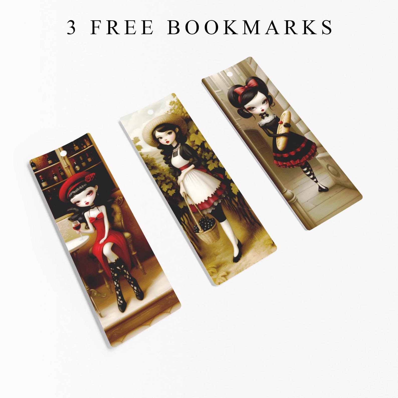 French Girls Bookmarks Set of 10 | France Art, Printable Digital ...