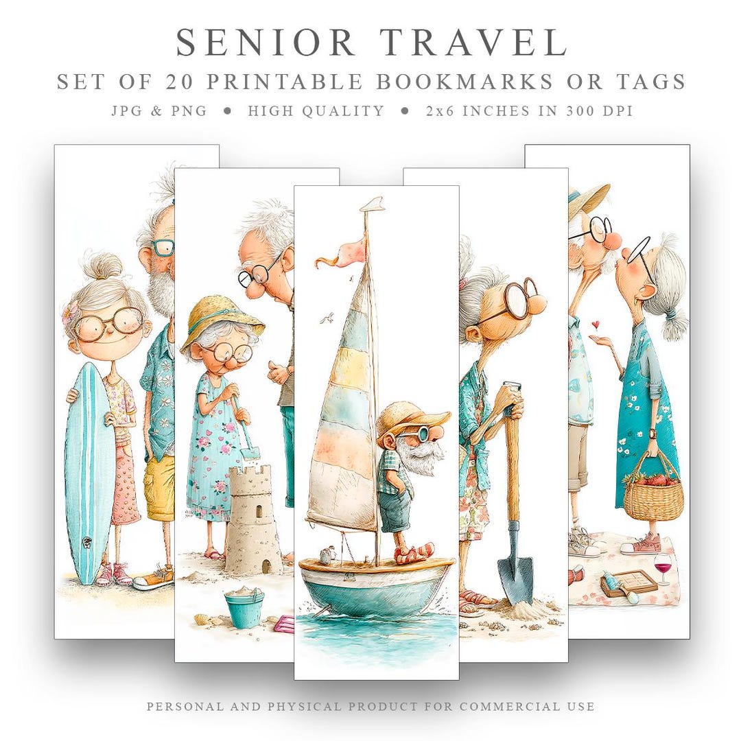 Senior Travel Bookmarks Set of 20 | Beach Vacation Theme Printable ...