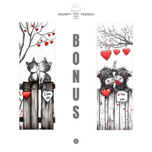 Animals in Love Bookmarks Set, Romantic Printable Digital Download JPG ...