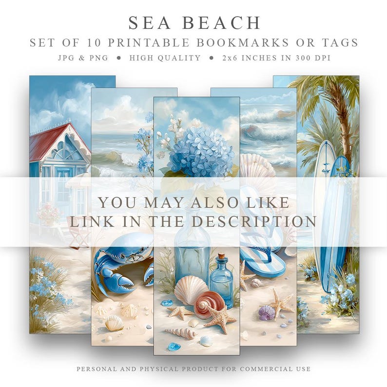 Beach Digital Paper Set: Ocean Theme, Coastal Designs (JPG, PNG ...