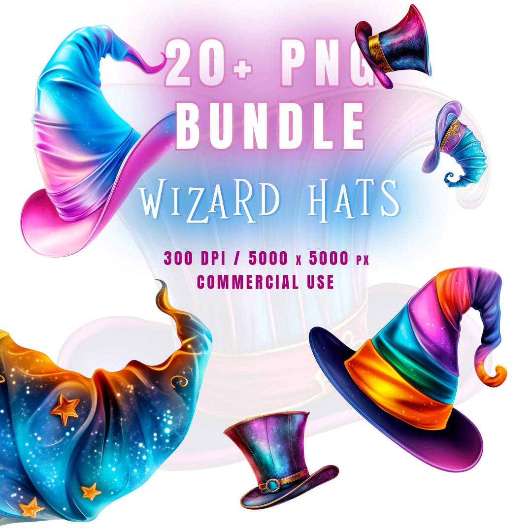 Wizard Hats, Bundle, Halloween, Clipart Png, Commercial Use Clipart ...