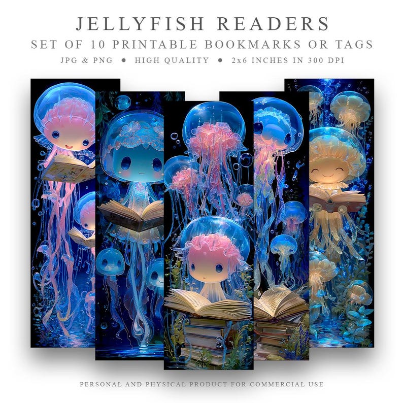 Jellyfish Bookmarks: Ocean Theme, Printable Readers (digital Download ...