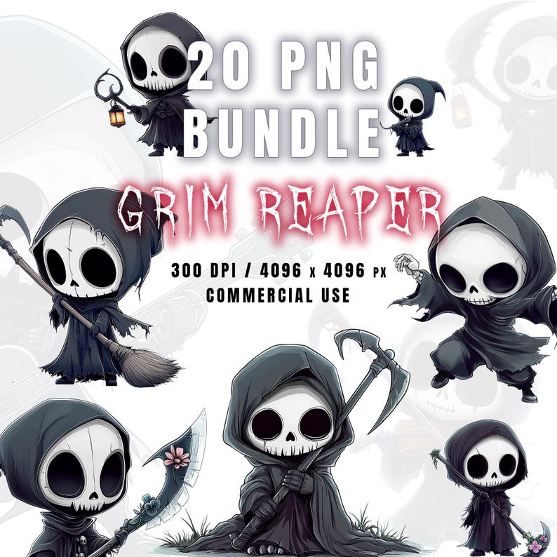Grim Reaper, Bundle, Halloween, Clipart Png, Commercial Use Clipart ...