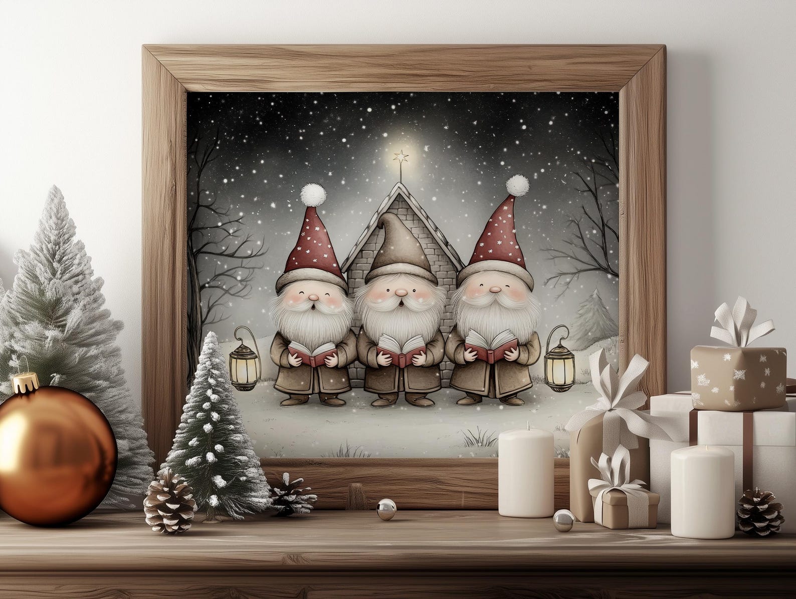 20 Christmas Gnomes Art Pages Digital Download JPG Paper Set Digital ...