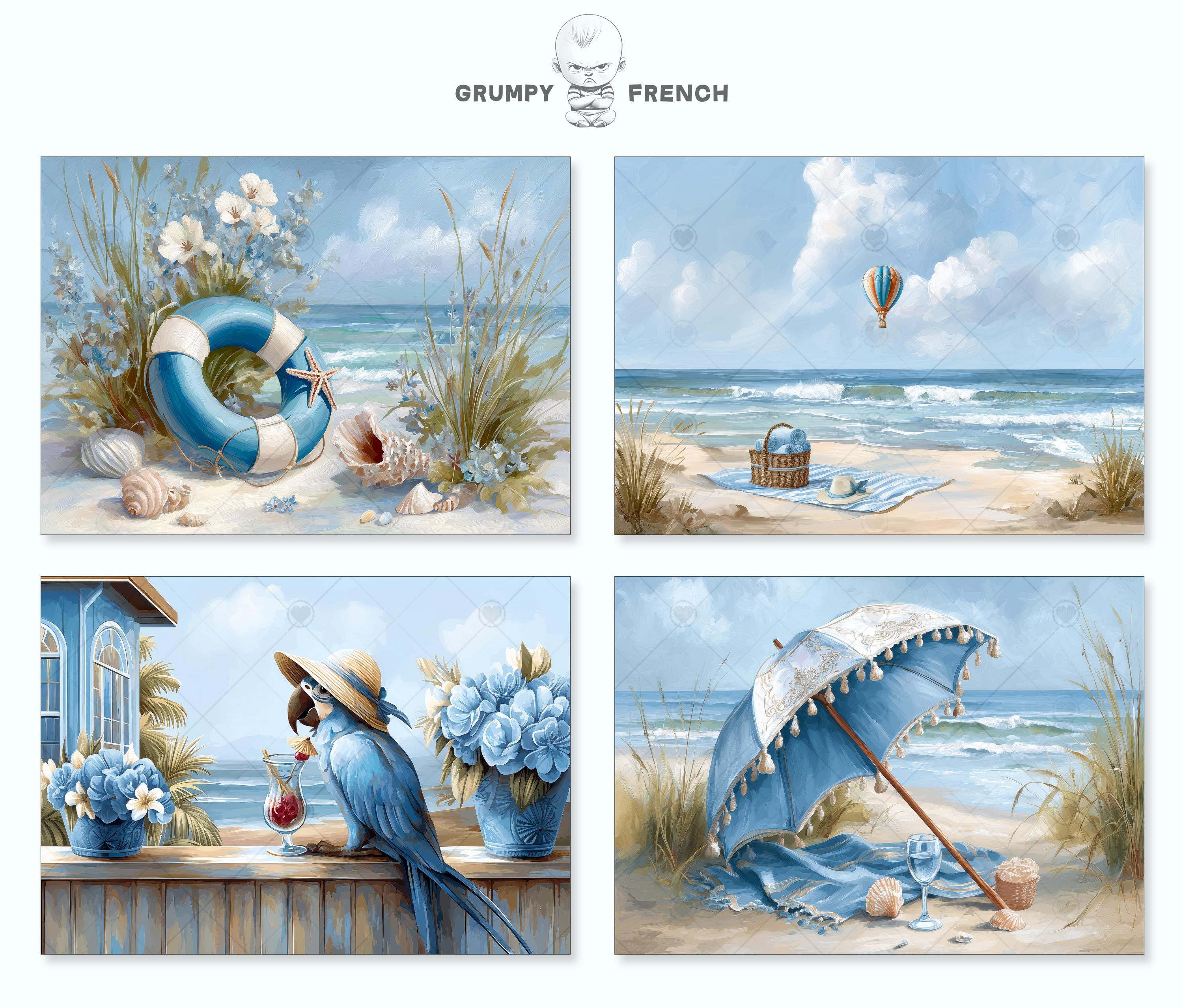 Beach Digital Paper Set: Ocean Theme, Coastal Designs (JPG, PNG ...