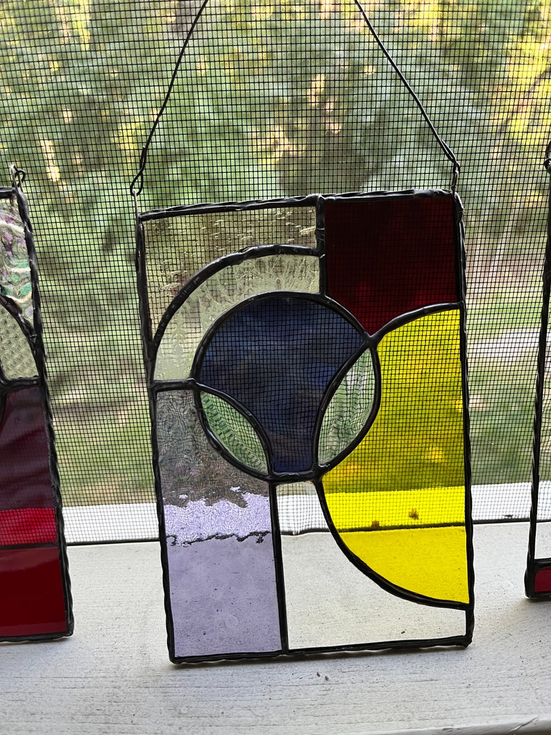 Stained Glass Abstract Art Multicolored Suncatcher - Etsy