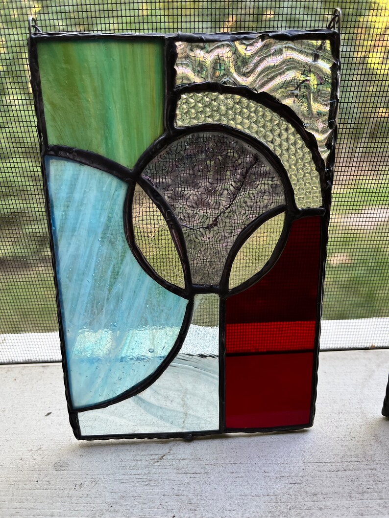 Stained Glass Abstract Art Multicolored Suncatcher - Etsy