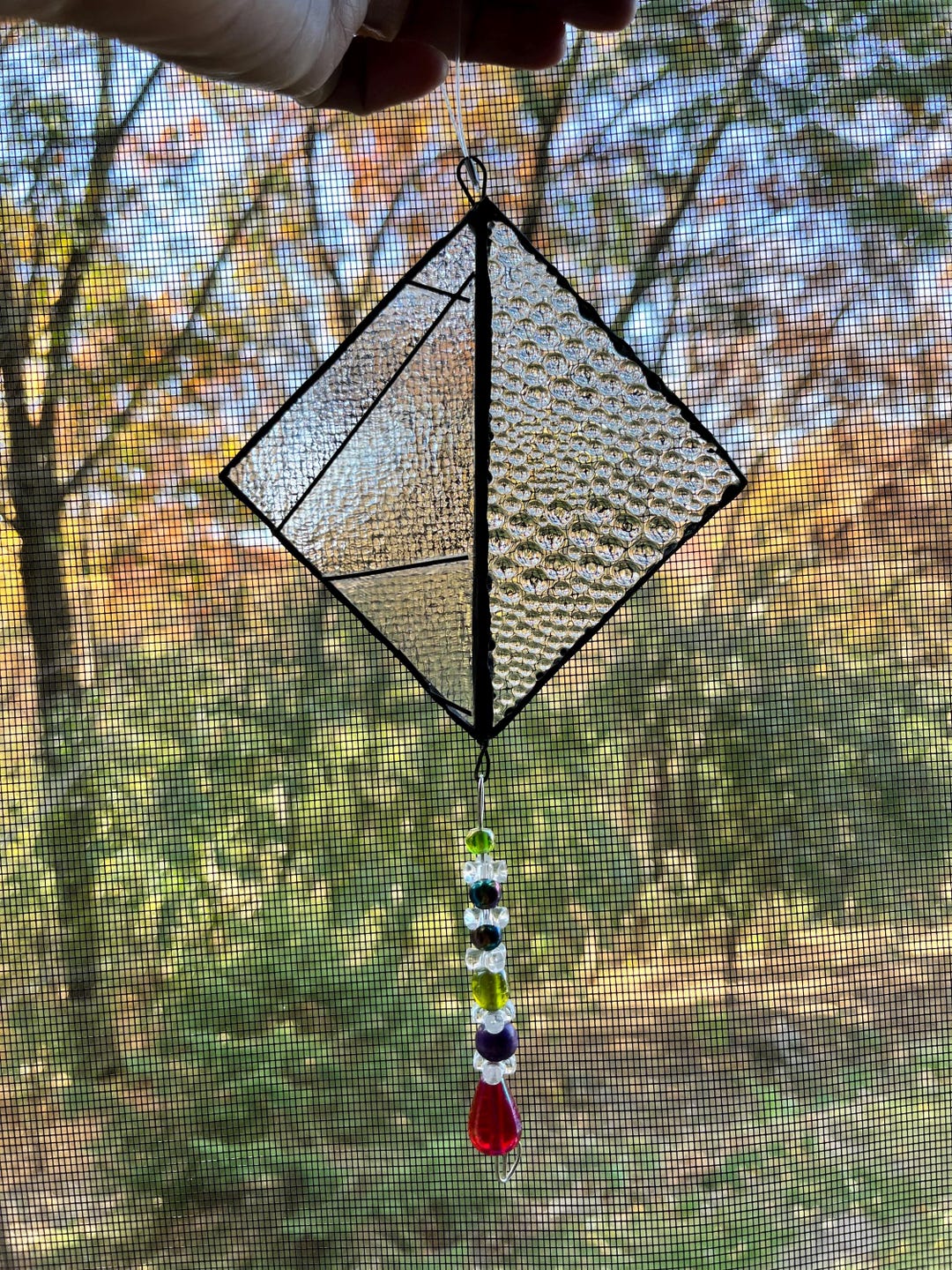 Stained Glass Square Suncatchers With Beads or Charms - Etsy