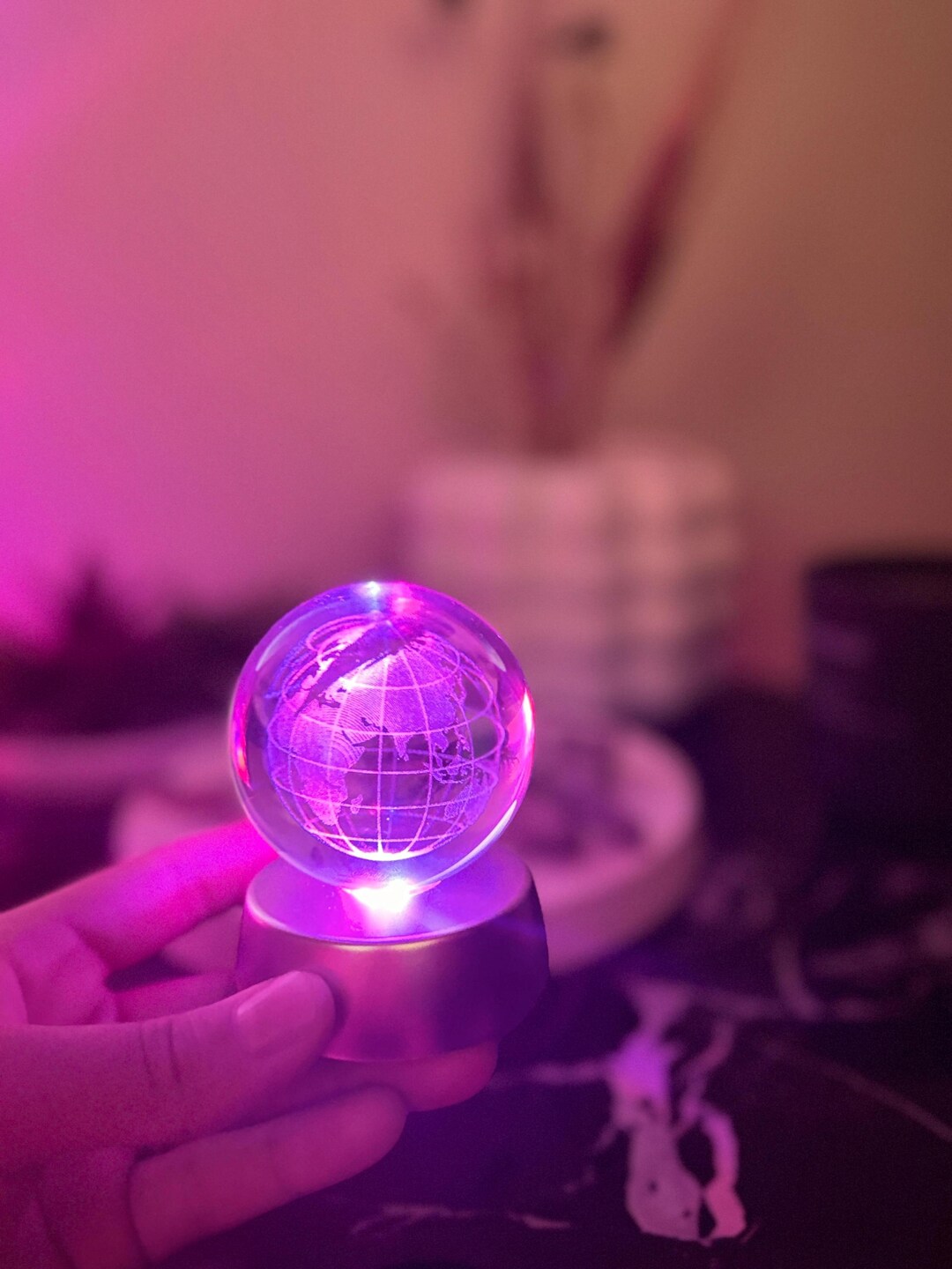 World-themed Lighted Glass Globe Night Lamp A Unique and Elegant Gift ...
