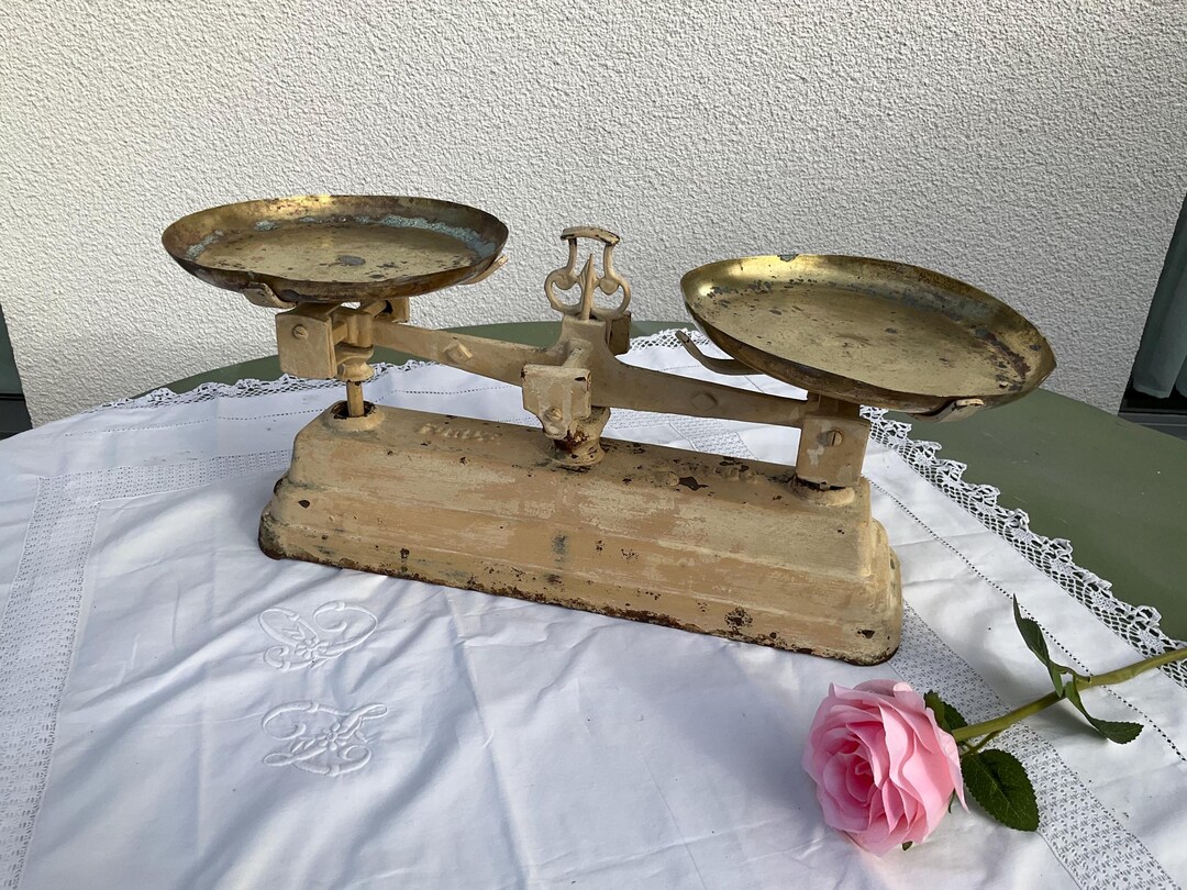 Antique Cast-iron Scale With Copper Plates – Vintage Kitchen Decor or ...