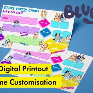 Bluey Potty Training Chart Custom Name Printout Digital Download - Etsy