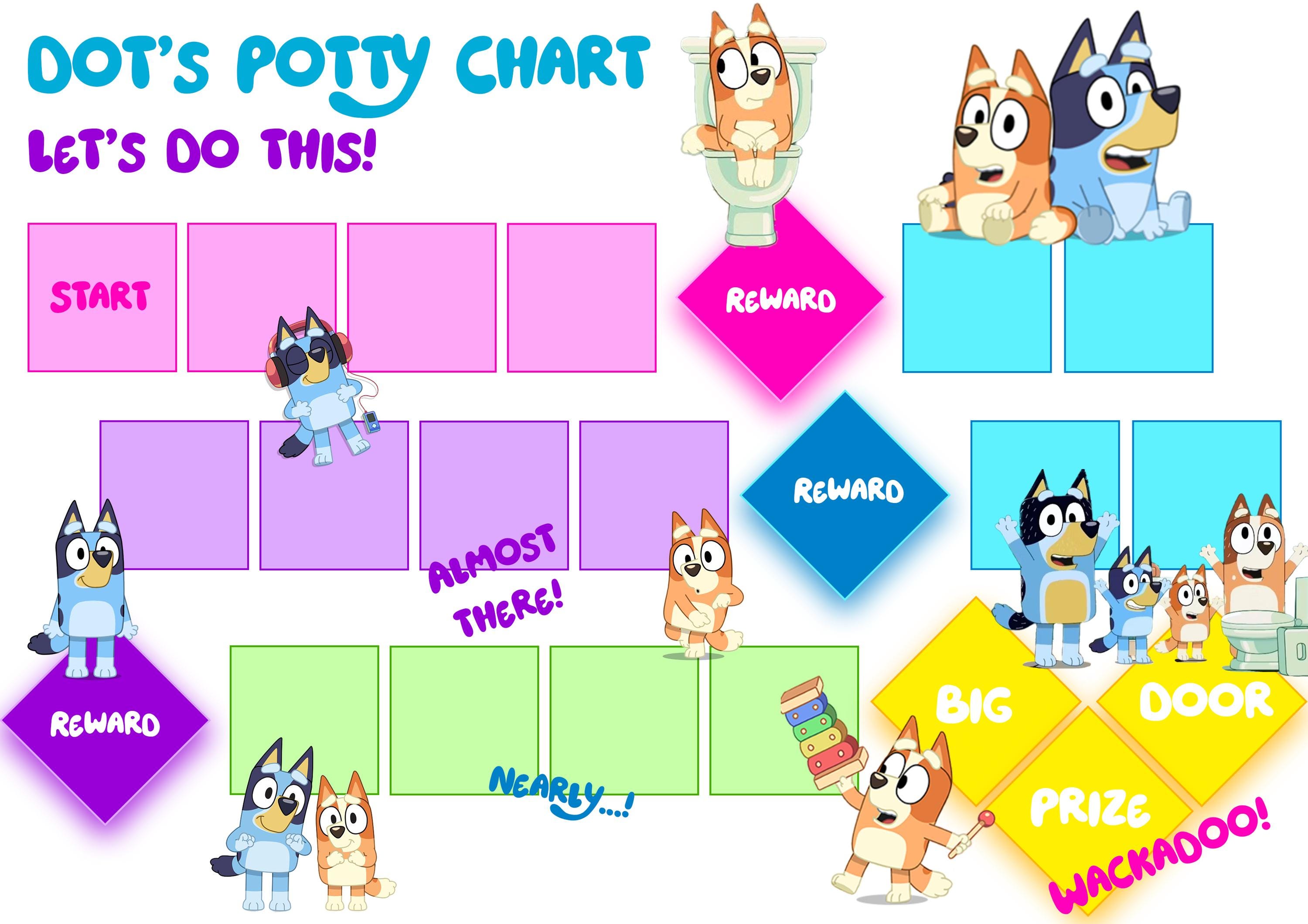 Bluey Potty Training Chart Custom Name Printout Digital Download - Etsy