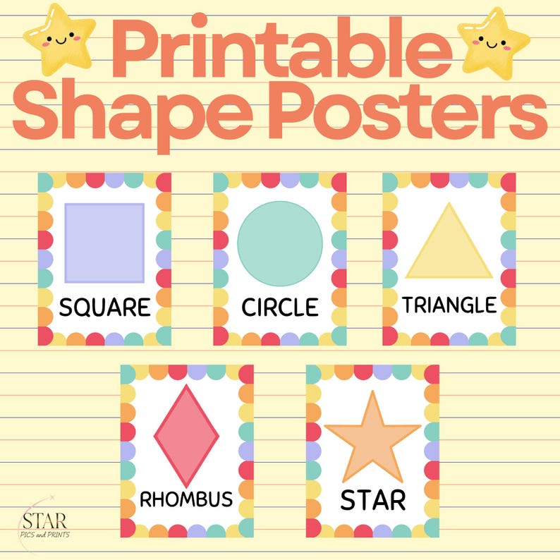 Colorful Classroom Shape Posters | Digital Printable Wall Art ...