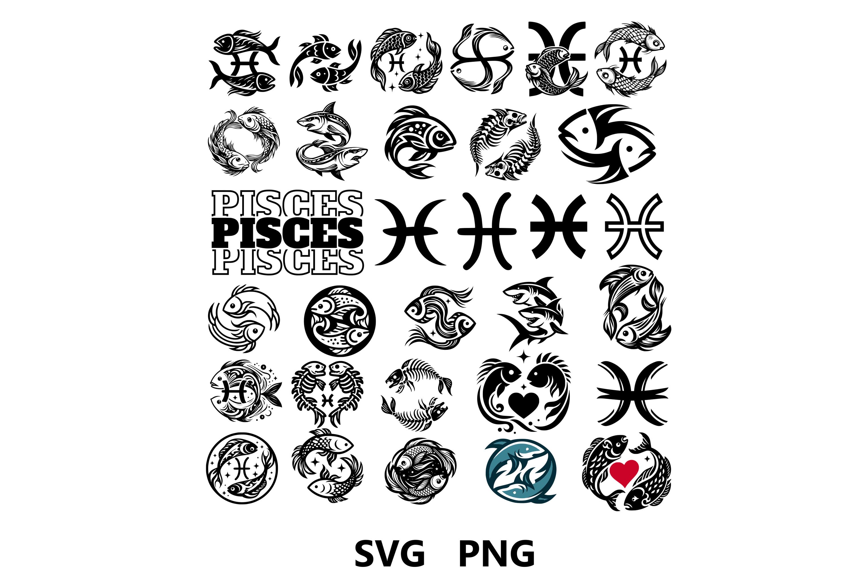 Pisces SVG Bundle, Zodiac Theme PNG SVG Cut Files, Digital Download - Etsy
