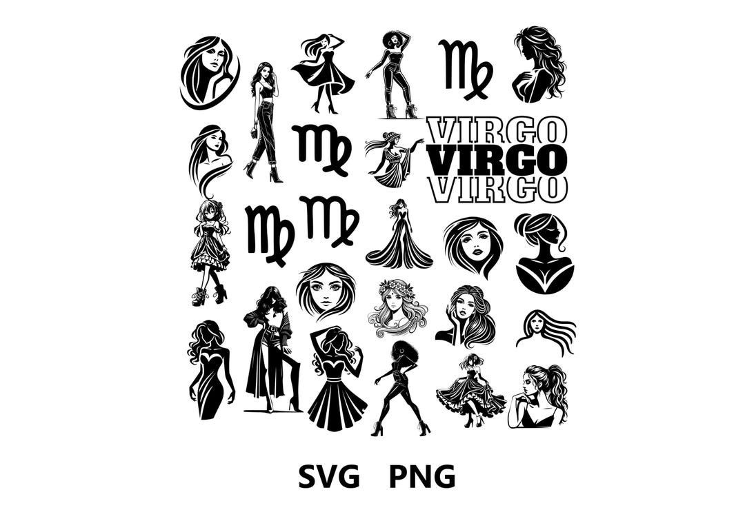 Virgo SVG Bundle, Zodiac Sign Theme PNG SVG Cut Files, Digital Download ...