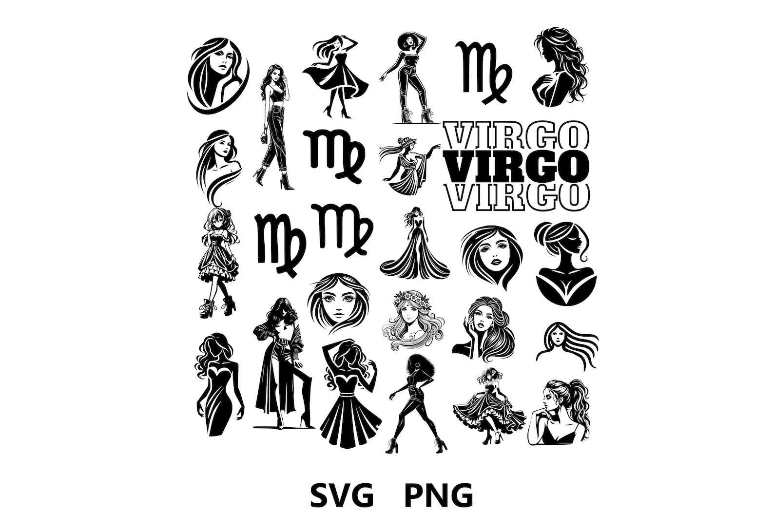 Virgo SVG Bundle, Zodiac Sign Theme PNG SVG Cut Files, Digital Download ...