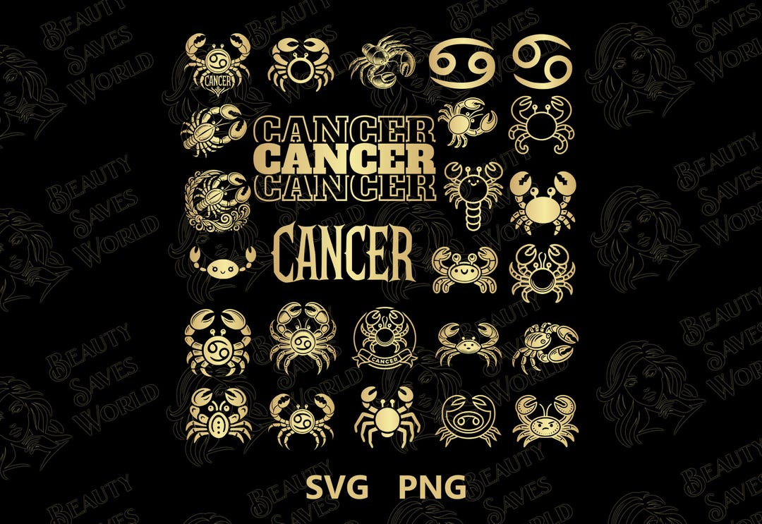 Gold Cancer Zodiac SVG Bundle: Sign Theme Cut Files (digital Download ...