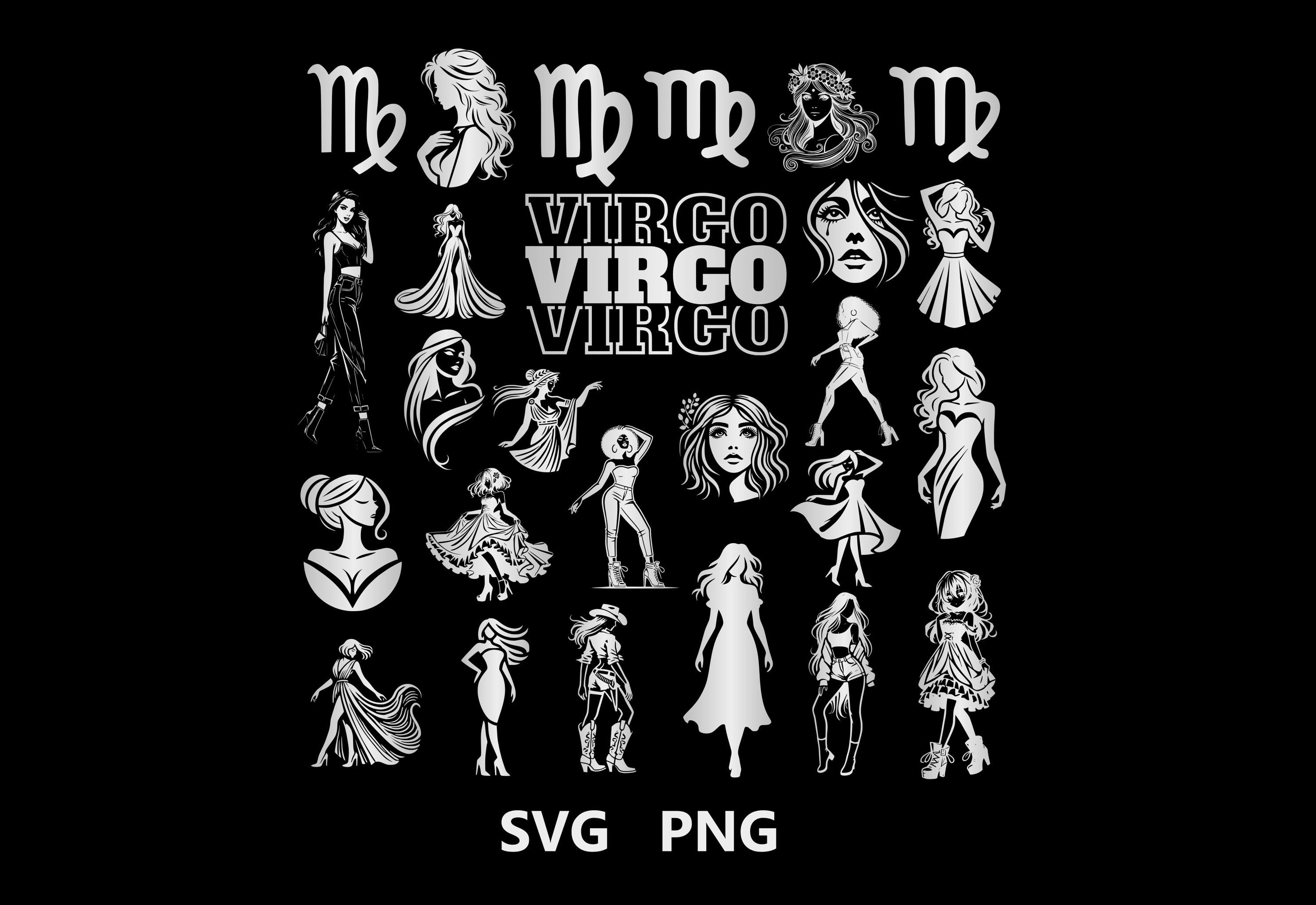 Silver Virgo SVG Bundle, Zodiac Sign Theme PNG SVG Cut Files, Digital ...
