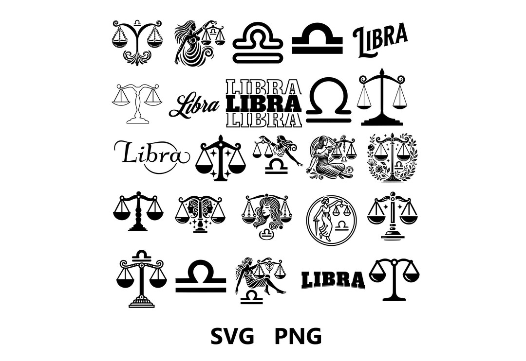 Libra SVG Bundle, Zodiac Sign Theme PNG SVG Cut Files, Digital Download ...