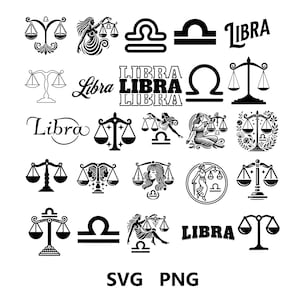 Libra SVG Bundle, Zodiac Sign Theme PNG SVG Cut Files, Digital Download ...