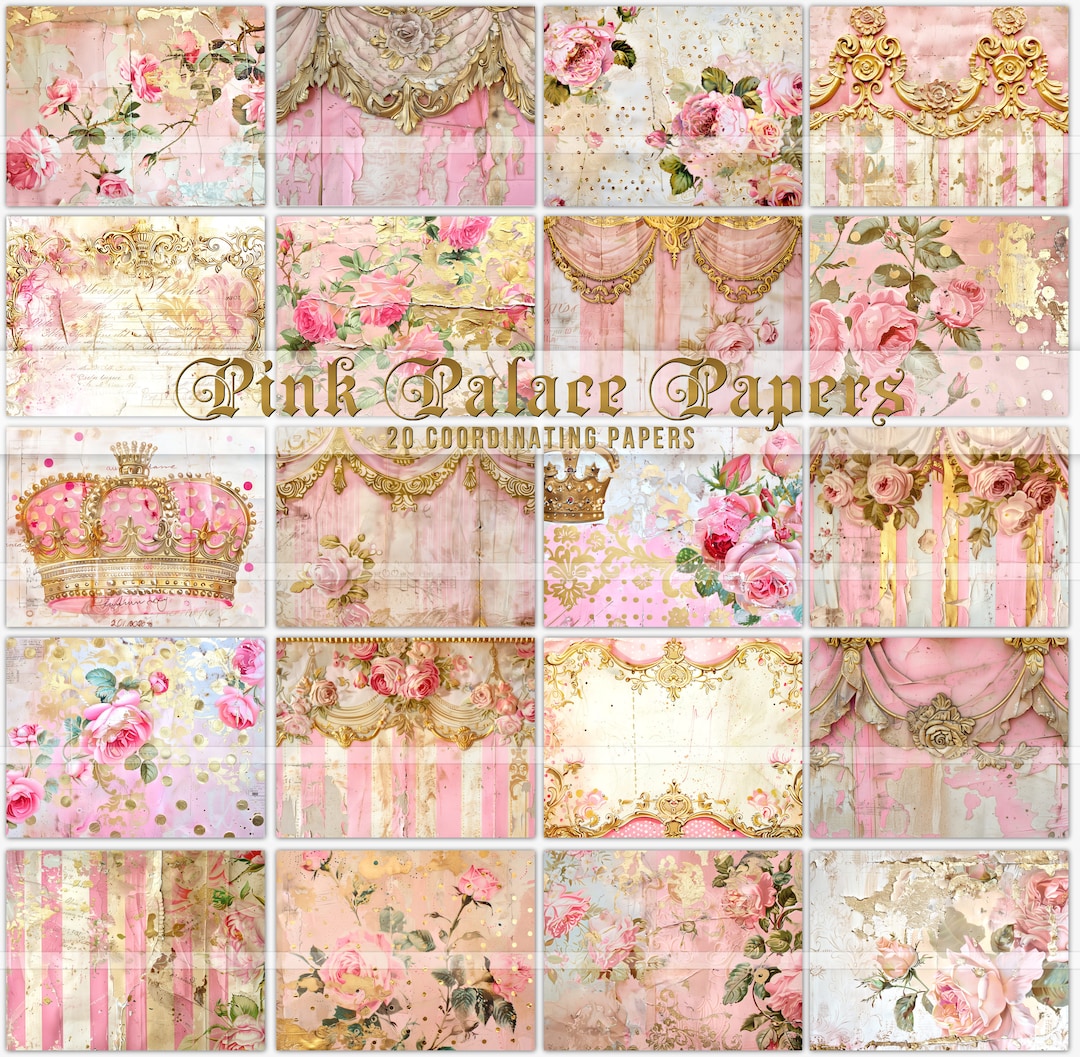 Pink Palace Junk Journal Papers, Printable Pages, Shabby Chic Ephemera ...