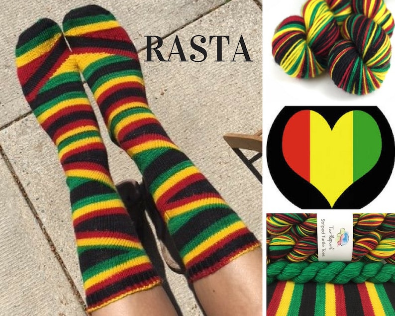 Rasta Hand Dyed Self Striping Sock Yarn | Etsy