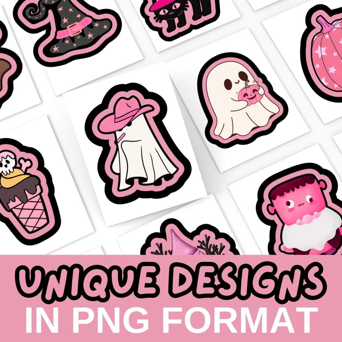 Trendy Pink Halloween Clipart Design Clipart PNG Digital Download Pink ...