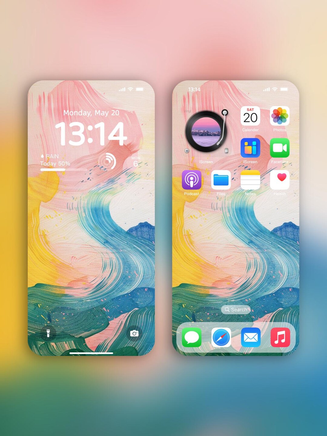 Wind Illustration iPhone Wallpaper, Artist Memphis Inspired, Abstract ...