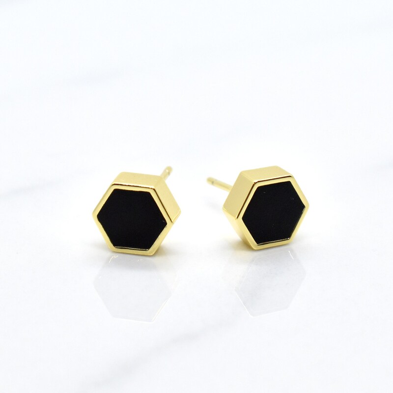 Hexagon Stud Earrings - Etsy