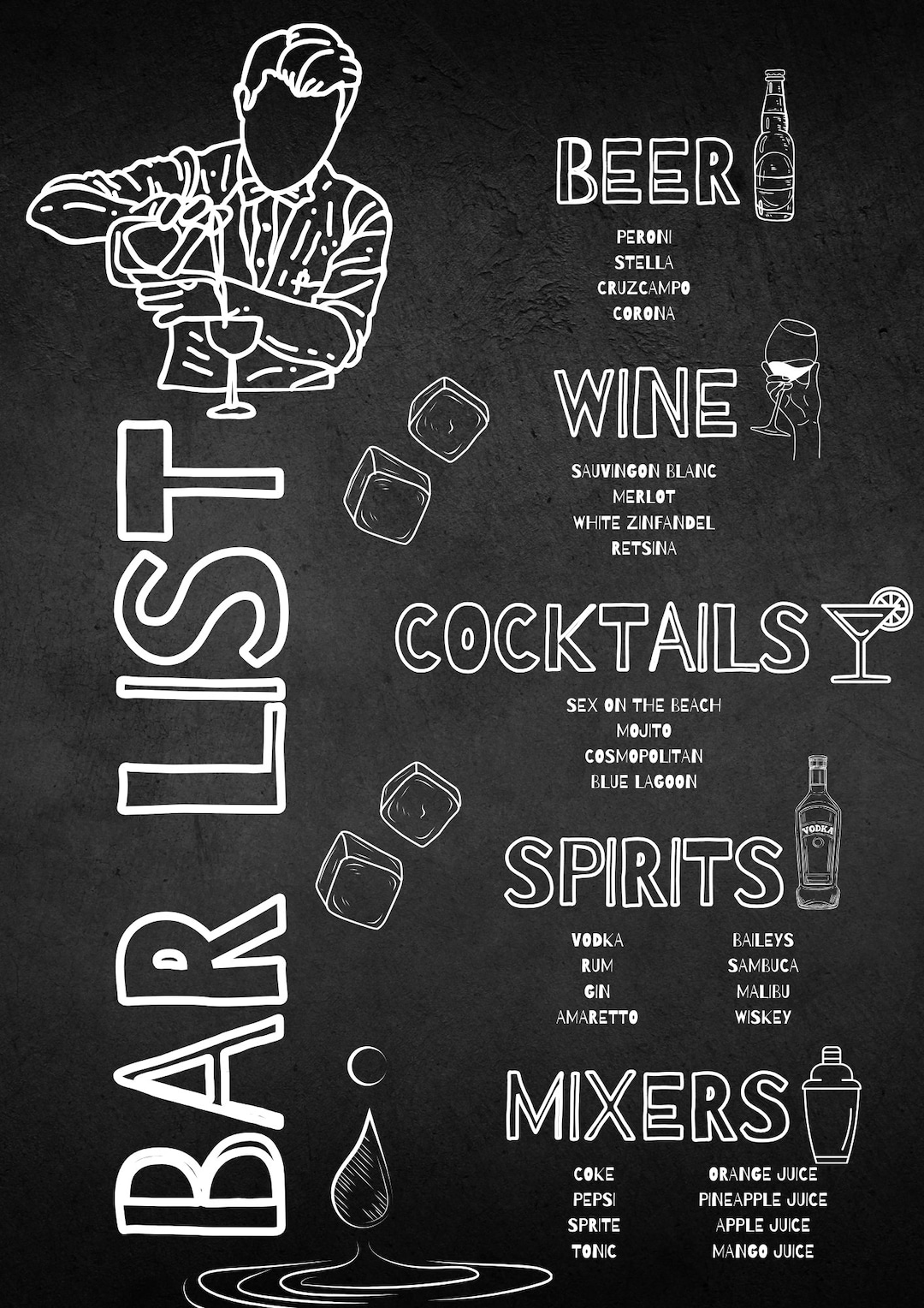 BAR LIST - Etsy