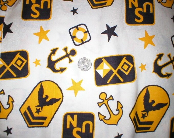 Vintage Nautical Navy Print Cotton Broadcloth Fabric 45 Wide 4 Yards ...