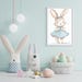 Cute Watercolor Bunny Poster Adorable Digital Wall Art for Kids' Room ...