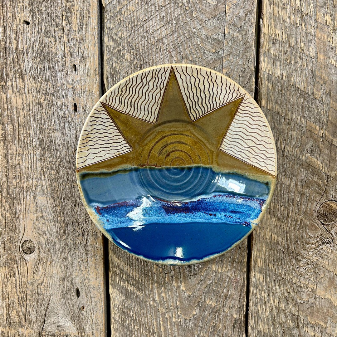 Stylized Sunset Plate for Wall Art, Shallow Bowl, Decorative Bowl/plate ...