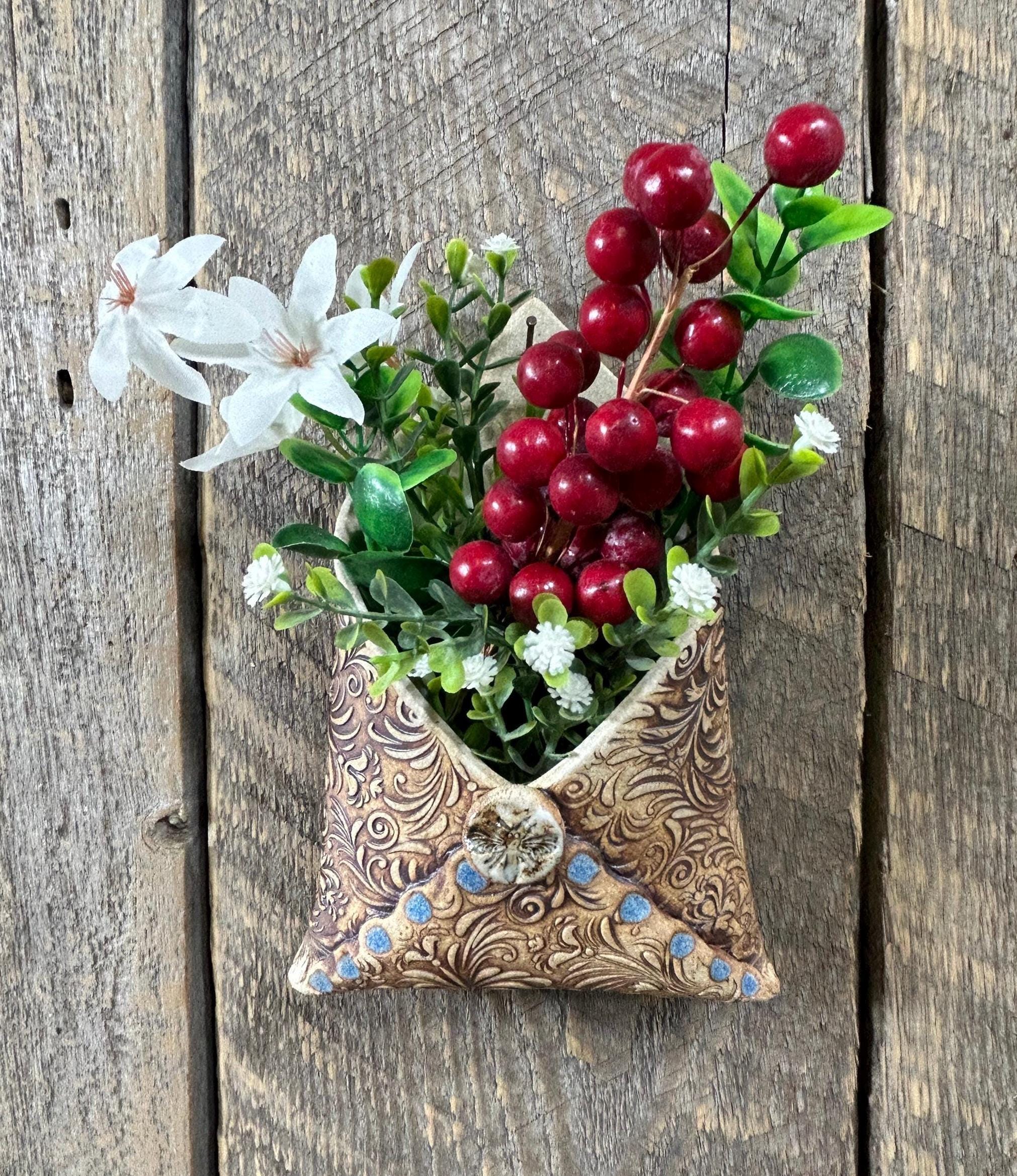 Pottery Wall Pocket, Rustic Home Decor, Cabin Decor - Etsy
