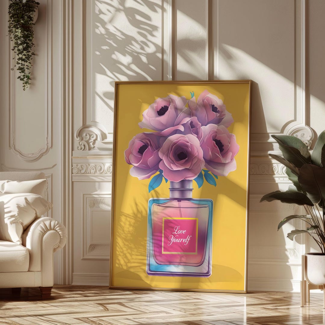 Pop Art Flower and Bottle Digital Download - Love Yourself Perfume ...