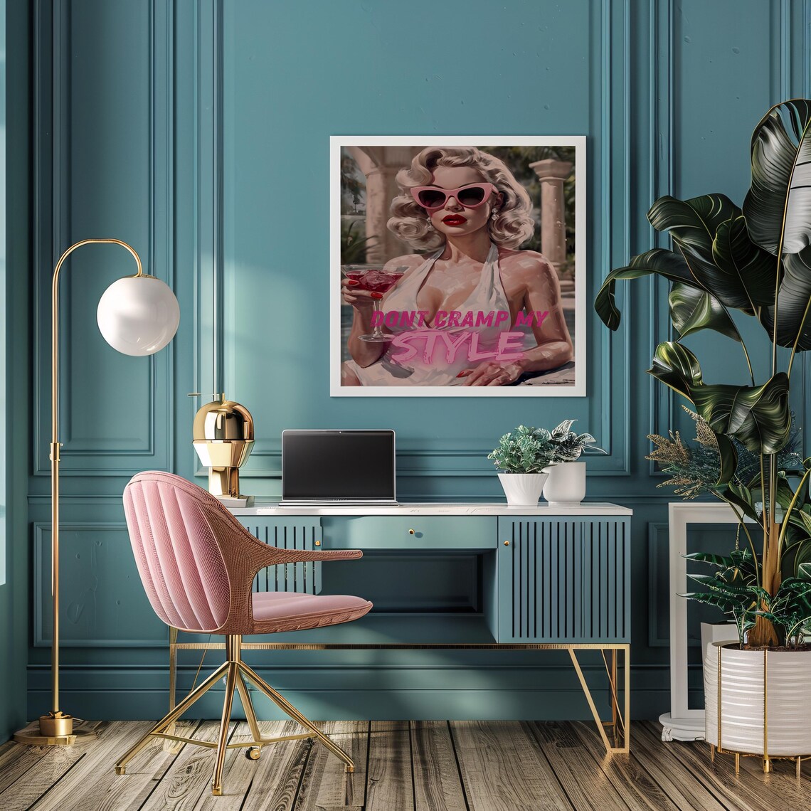 Vintage Marilyn Pinup Martini Poster Instant Download for Boho Chic ...