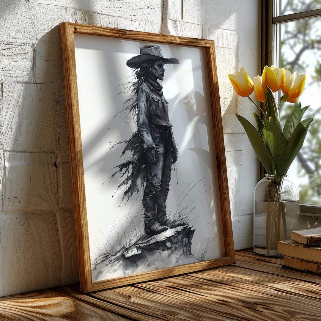 Distressed Western Ink Strokes Printable - Gothic Black Western Digital ...