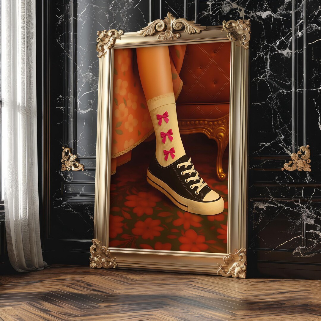 Coquette Sneaker Poster: Baroque Style, Pink Bows (digital Download) - Etsy