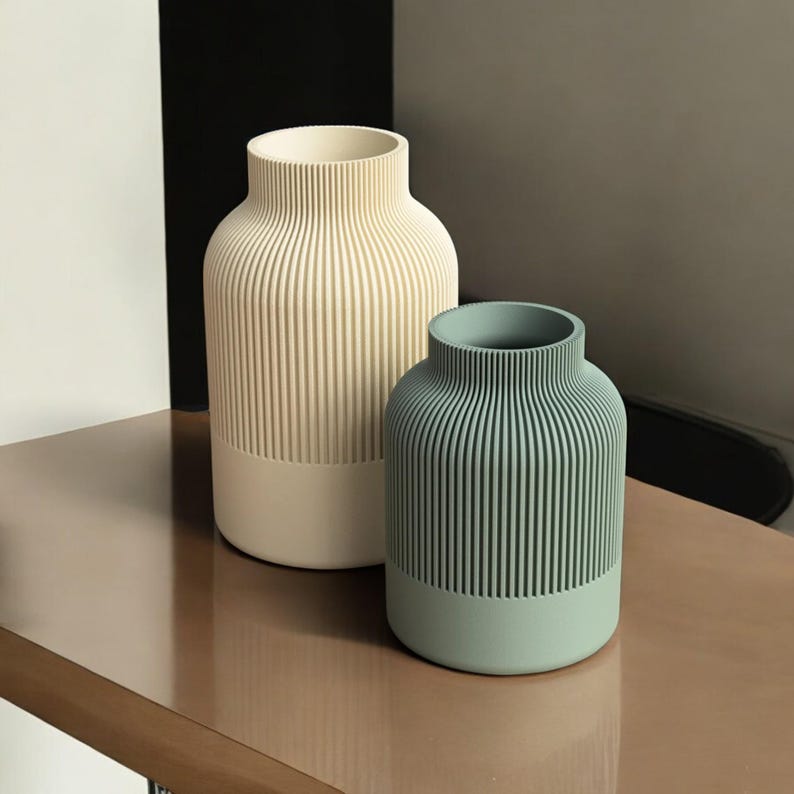 Japandi Textured Vase: Modern Matte Decor for Dried Flowers - Etsy