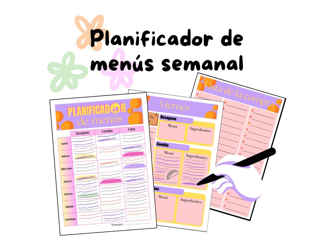 Weekly Meal Planner in Spanish, Printable, Simple and Complete Design ...