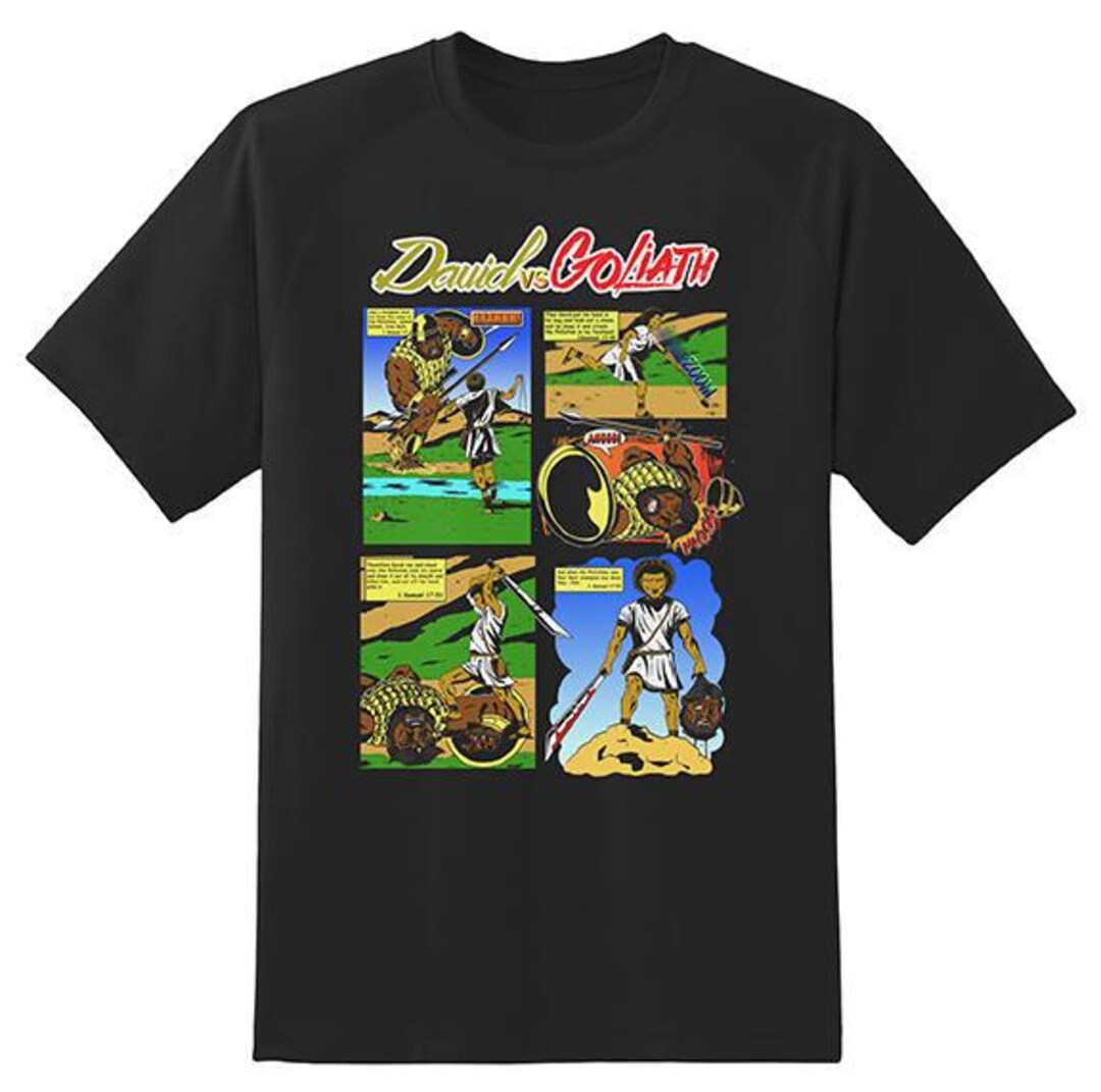 Christian Shirt, David Vs Goliath, Graphic Shirt, King David, Comic ...