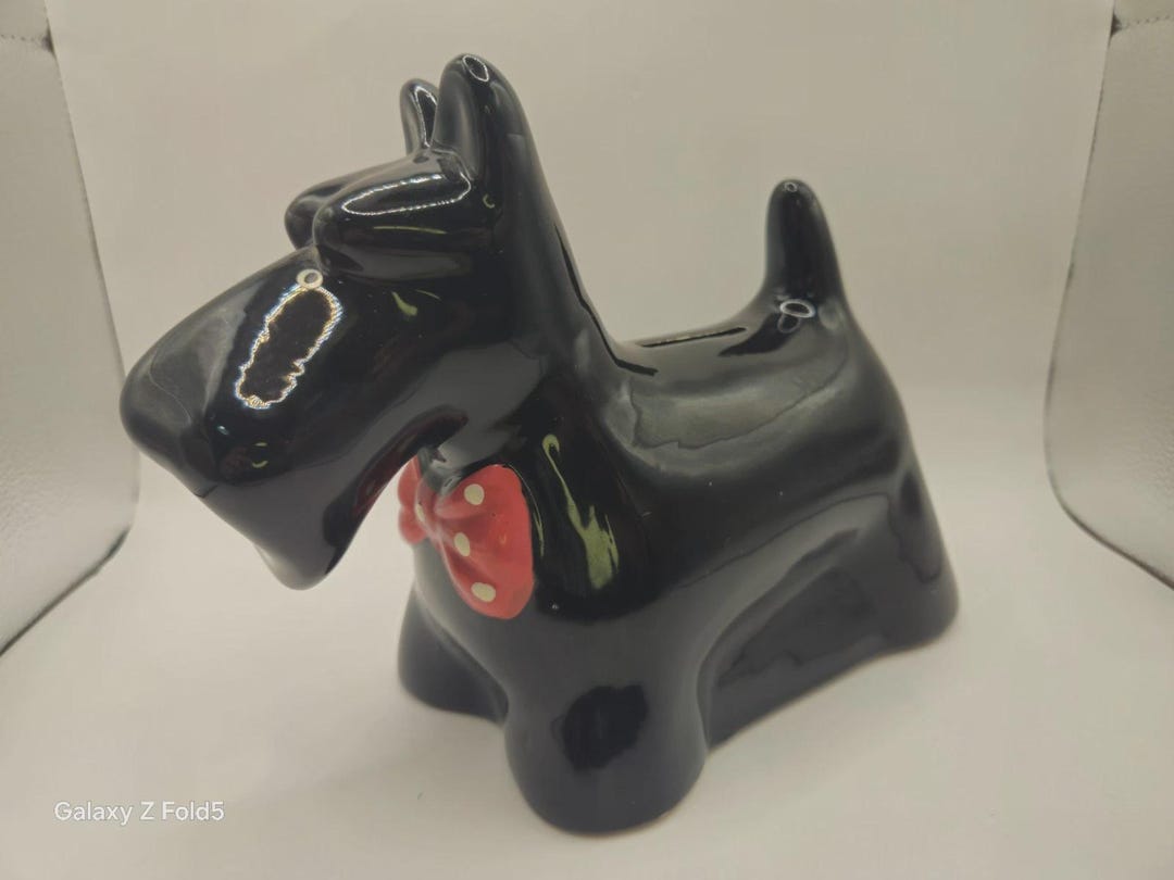 Black Ceramic Dog Themed Money Box, Vintage, Large, Bank, Collecting ...